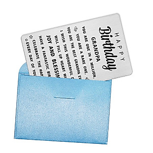 ABNTY Grandpa Happy Birthday Card, Great Grandfather Birthday Gifts Ideas, Metal Engraved Birthday Greeting Card for Grandpa Grandfather