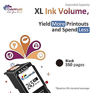 ColoWorld Remanufactured Ink Cartridge Replacement for Canon 245 PG-245XL 245XL for Pixma MX492 MX490 TR4520 MG2522 MG2922 MG2520 MG2920 MG3022 MG2420 iP2820 TS202 TS3122 MG3029 Printer (2 Black)