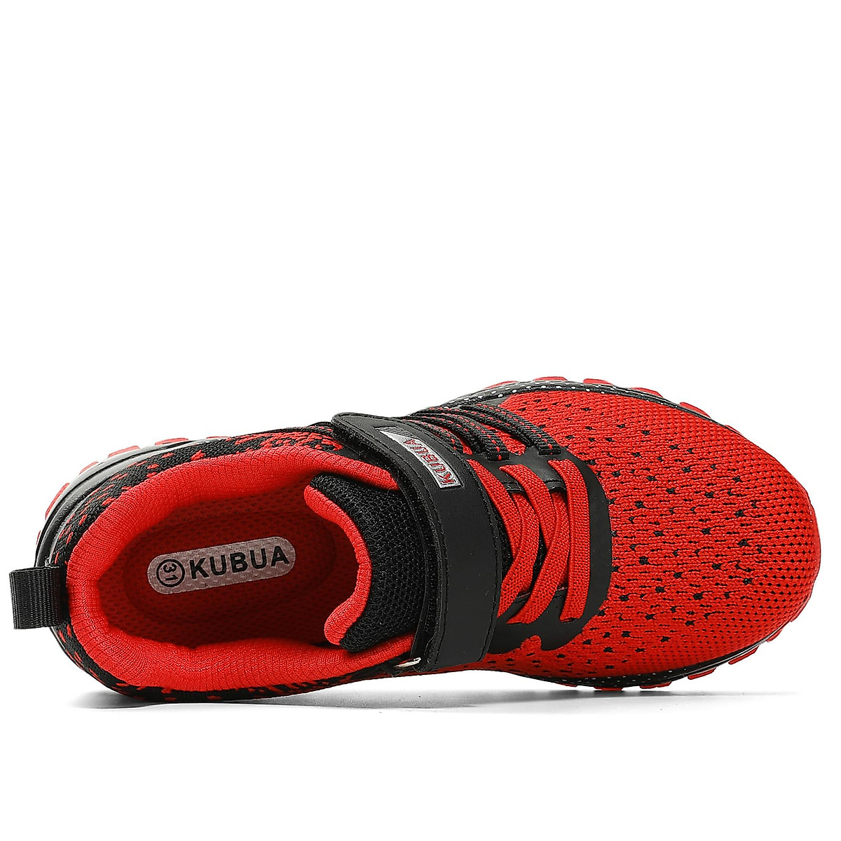 KUBUA Kids Sneakers for Boys Girls Running Tennis Shoes Lightweight Breathable Sport Athletic Black Red Big Kid Size 2