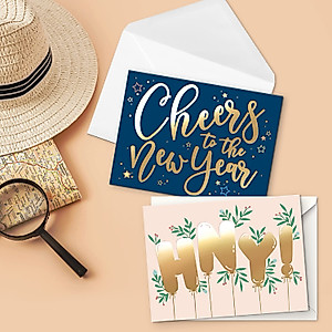 Sweetzer & Orange New Year Cards with Envelopes. 24 Set Box of Holiday Cards. Thick Note Cards and Envelopes, 300gsm Greeting Cards With Envelopes (120gsm). Happy Holidays and Thank You Cards