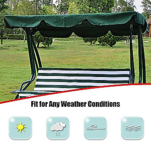 Gazechimp Garden Cover, 3 Seat Swing Canopies Top Awning Cover Patio Swing Hammock Replacement Cover, Green 195x125x15cm