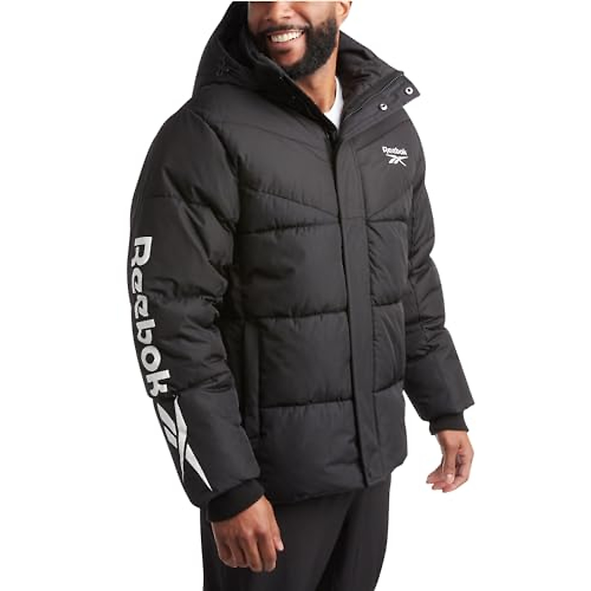 Reebok Men's Winter Jacket - Heavyweight Quilted Puffer Parka Coat - Weather Resistant Ski Jacket for Men (M-XXL), Size Medium, Black