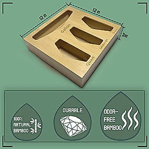 LUDING Ziplock Bag Storage Organizer,Bamboo Ziplock Bag Organizer for Drawer,Compatible with Gallon, Quart, Sandwich and Snack Plastic Bag Organizer Variety Size Bag(1 Box 4 Slots)