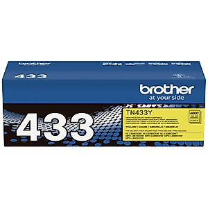 Brother Genuine High Yield Toner Cartridge, TN433Y, Replacement Yellow Toner, Page Yield Up to 4,000 Pages, Amazon Dash Replenishment Cartridge, TN433