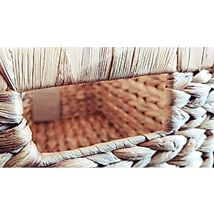 M4DECOR Wicker storage basket, water hyacinth storage baskets, rectangular basket with built-in handles, wicker baskets for storage 12.5 x 8 x 6.5 inches (Natural - 2 Packs)