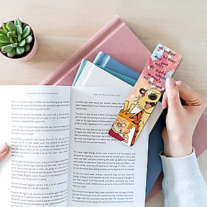 Bookmarks Metal Ruler Calvin Bookworm Hobbes Reading Comic Bookography Measure Tassels for Book Bibliophile Gift Reading Christmas Ornament Markers Bookmark