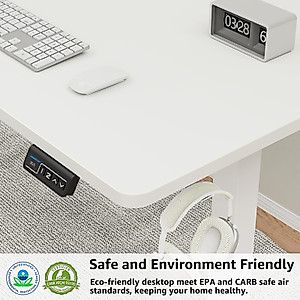 MOUNTUP Height Adjustable Electric Standing Desk Whole-Piece, 48 x 24 Inches Quick Assembly Sit Stand Desk, Stand Up Desk with Memory Controller, Ergonomic Desk, White