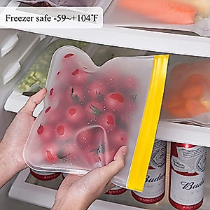 Food Storage Bags,6 Packs Reusable Freezer Bags Leakproof,BPA Free PEVA Reusable Gallon Bags,Sandwich Bags,Snack Bags