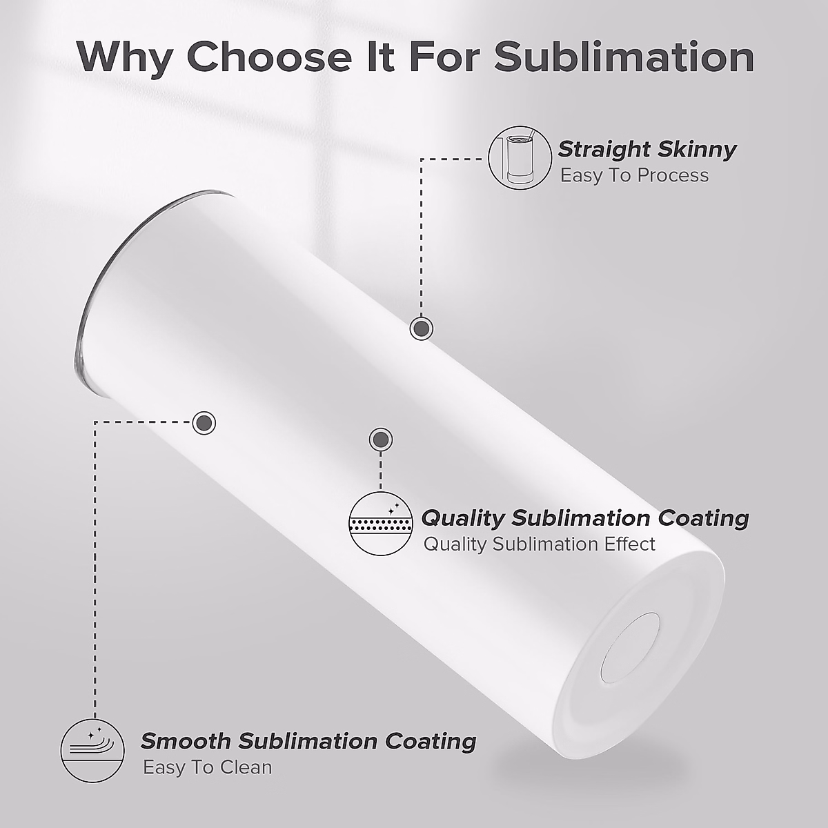 FASTSUB Sublimation Tumblers 20 oz Blank Bulk Cups Straight Skinny Stainless Steel Double Wall Vacuum Insulated with Lids and Straws for Tumbler Heat Press White 12 Pack