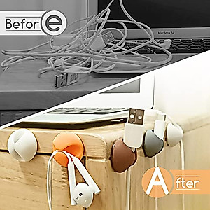 Lynnuo Cord Organizer for Desk, Charging Cable Organizer, Adhesive Cable Clips, Phone Cord Holder, 16 Pieces