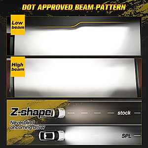 SPL 105W Brightest 5x7 7x6 Projector Led Headlights Sealed Beam H4 Plug H6054 H5054 with DRL Compatible with Jeep Wrangler YJ Cherokee XJ Ford Chevy GMC Toyota etc(Black Pair)