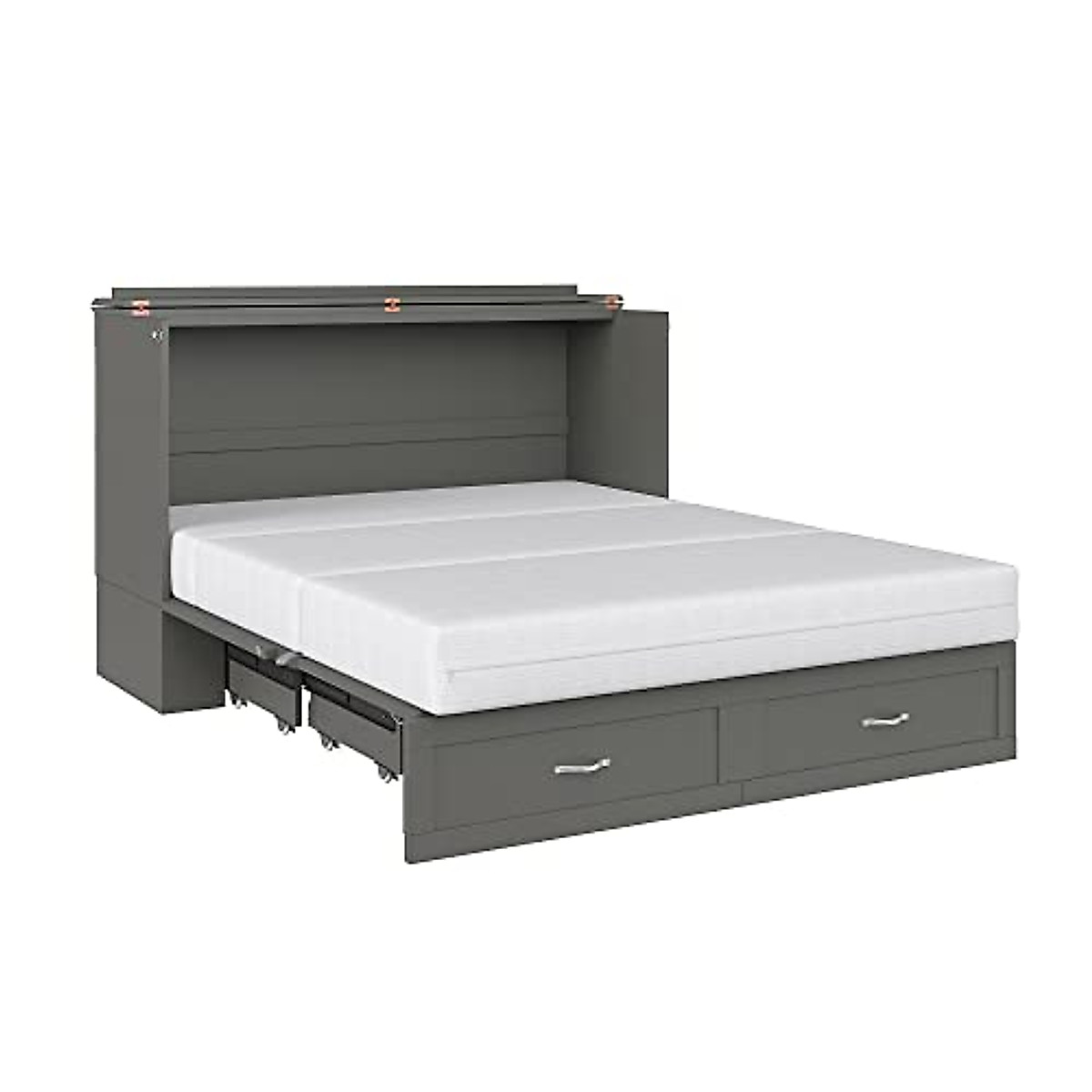 AFI Hamilton Murphy Bed Chest with Charging Station & Mattress Queen Grey