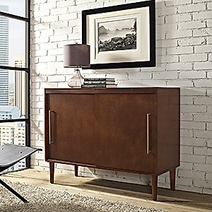 Crosley Furniture Everett Media Console and Record Player Stand with Storage for Vinyl Records, Mahogany