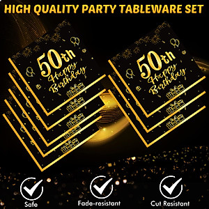 82 Pcs 50th Anniversary Decorations 50th Birthday Decorations Back in 1973 50th Wedding Anniversary Party Supplies Disposable Tableware set Plates Napkins Forks Table Covers Supplies for Men