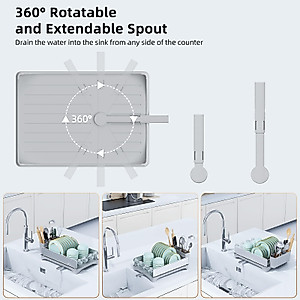 Gajbah Dish Drying Rack,Compact Dish Rack with a Cutlery Holder,Dish Drainers for Kitchen Counter,12" W x 16.5" D (Light Grey)