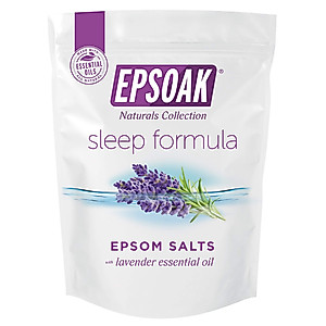 Epsoak Epsom Salt 2 lb. Magnesium Sulfate USP. (Qty. 1 x 2lb. Bag), Lavender Sleep Formula, Resealable Epsom Salt Bag, Made in The USA, Cruelty-Free Certified