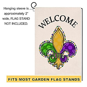 Sambosk Mardi Gras Fleur de Lis Small Garden Flag Vertical Double Sided Burlap Welcome Spring Farmhouse Yard Outdoor Decoration 12 x 18 Inches