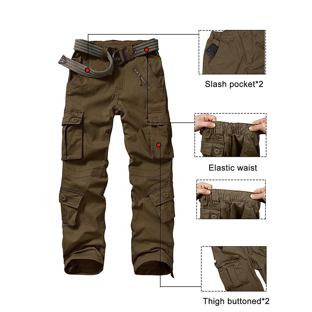 XNMAYA Cargo Pants for Women, Military Army Camo Combat Trousers,Work Camping Hiking Casual Pants with Pockets Grey US 10