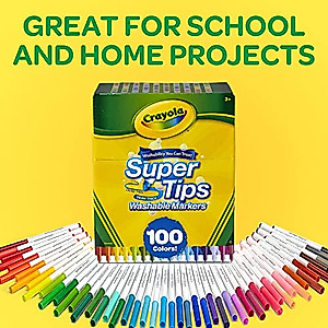 Crayola Super Tips Marker Set (100 Count), Washable Markers, Kids Gifts for Girls & Boys