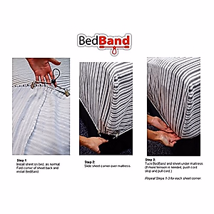 Bed Band Not Made in China. 100% USA Worker Assembled.. Bed Sheet Holder, Gripper, Suspender and Strap. Smooth any Sheets on any Bed. Sleep Better. Patented.,Black,1 Pack (4 Bands)