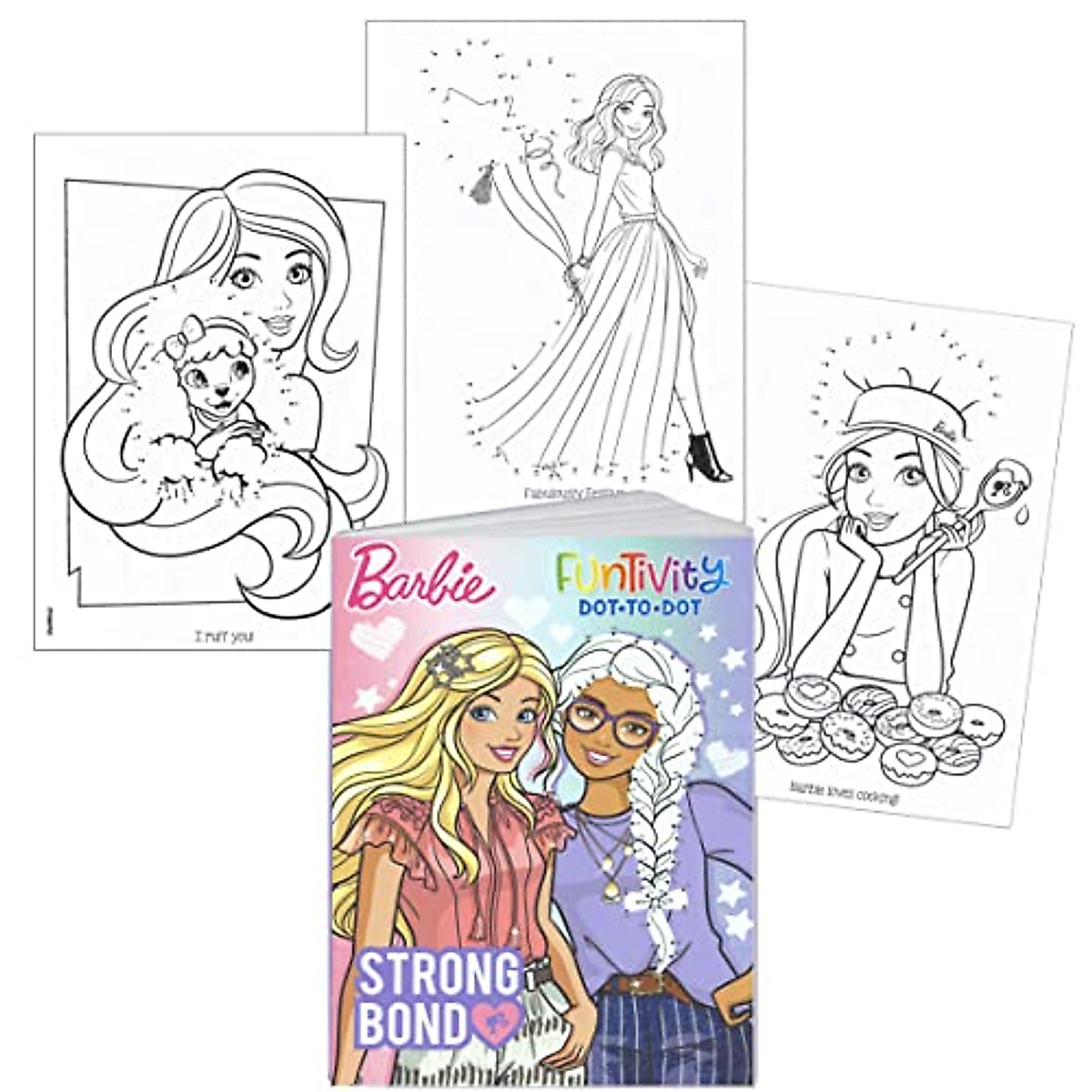 Barbie Funtivity Dot-to-Dot Activity & Coloring Book Set for Kids Toddlers - Set of 2 Books 'Bright Ideas' & 'Strong Bond'