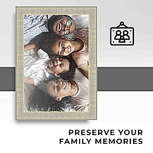 10x12 Frame Gold Real Wood Picture Frame Width 1.5 Inches | Interior Frame Depth 0.5 Inches | Kimball Distressed Photo Frame Complete with UV Acrylic, Foam Board Backing & Hanging Hardware