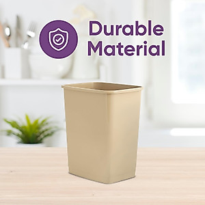 Superio 1.25 Gal Mini Plastic Trash Can, Small Waste Bin for Countertop, Desk, Vanity, Bathroom 5 Quart, Beige