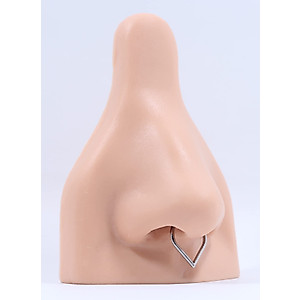 FANSING G23 Titanium Septum Jewelry 16g Septum Rings for Women Teardrop Septum Clicker Silver Septum Ring 16 Gauge 8mm Daith Piercing Jewelry Triangle Septum Ring