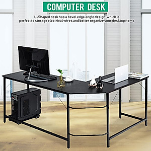 PayLessHere L Shaped Desk, 54" Gaming Desk, Computer Desk, L Desk, Home Office Desk Space Corner Study Desk Workstation Easy to Assemble(Black)