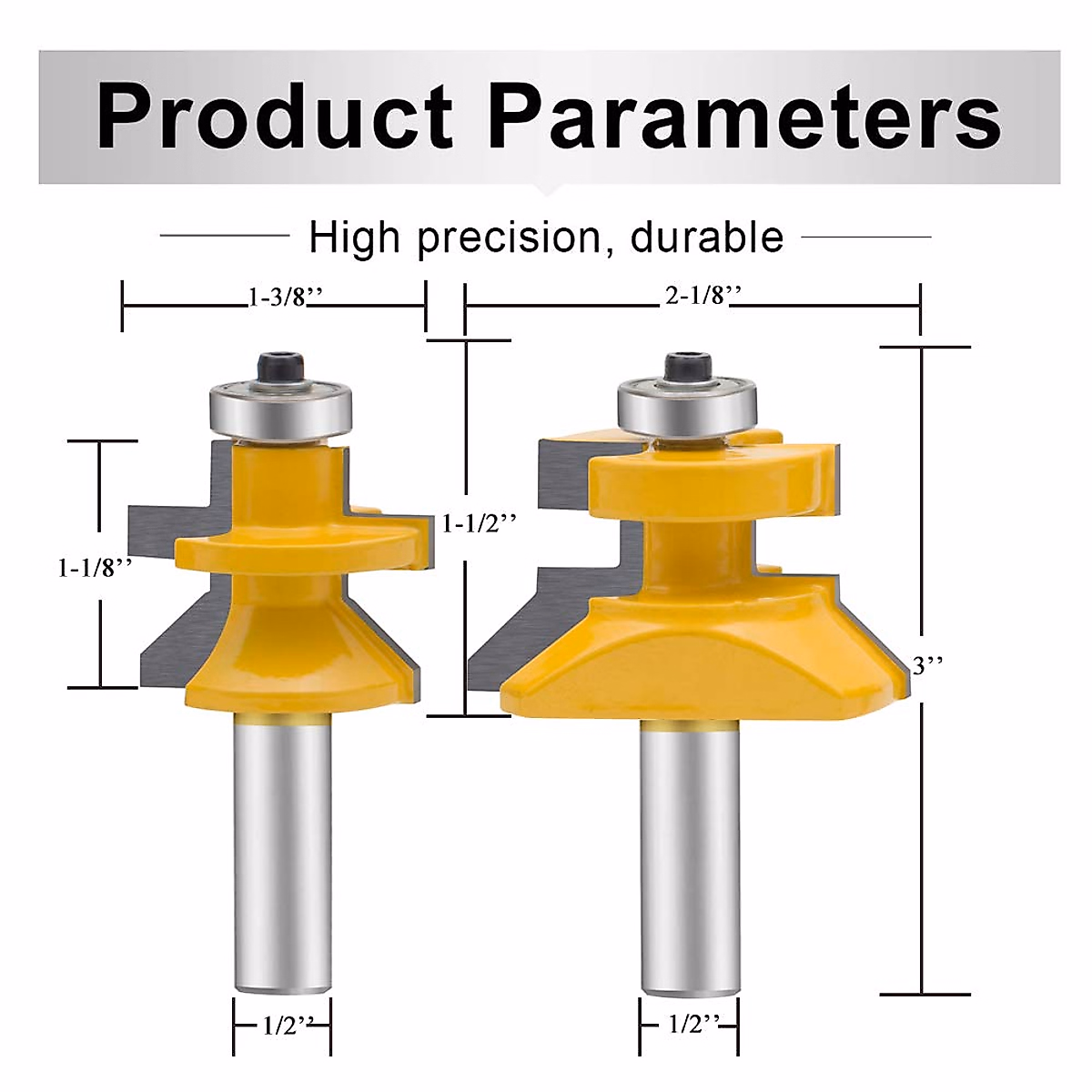 LETBUY Flooring 2 Bit Tongue and Groove Flooring Router Bit Set 1/2-Inch Shank (2 pcs)