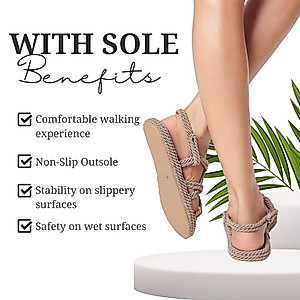 Women's Sandals - Handmade Rope Sandals, JC, Gladiator Style| Beach and Casual Wear |Stylish, Comfortable, Breathable-Bronze