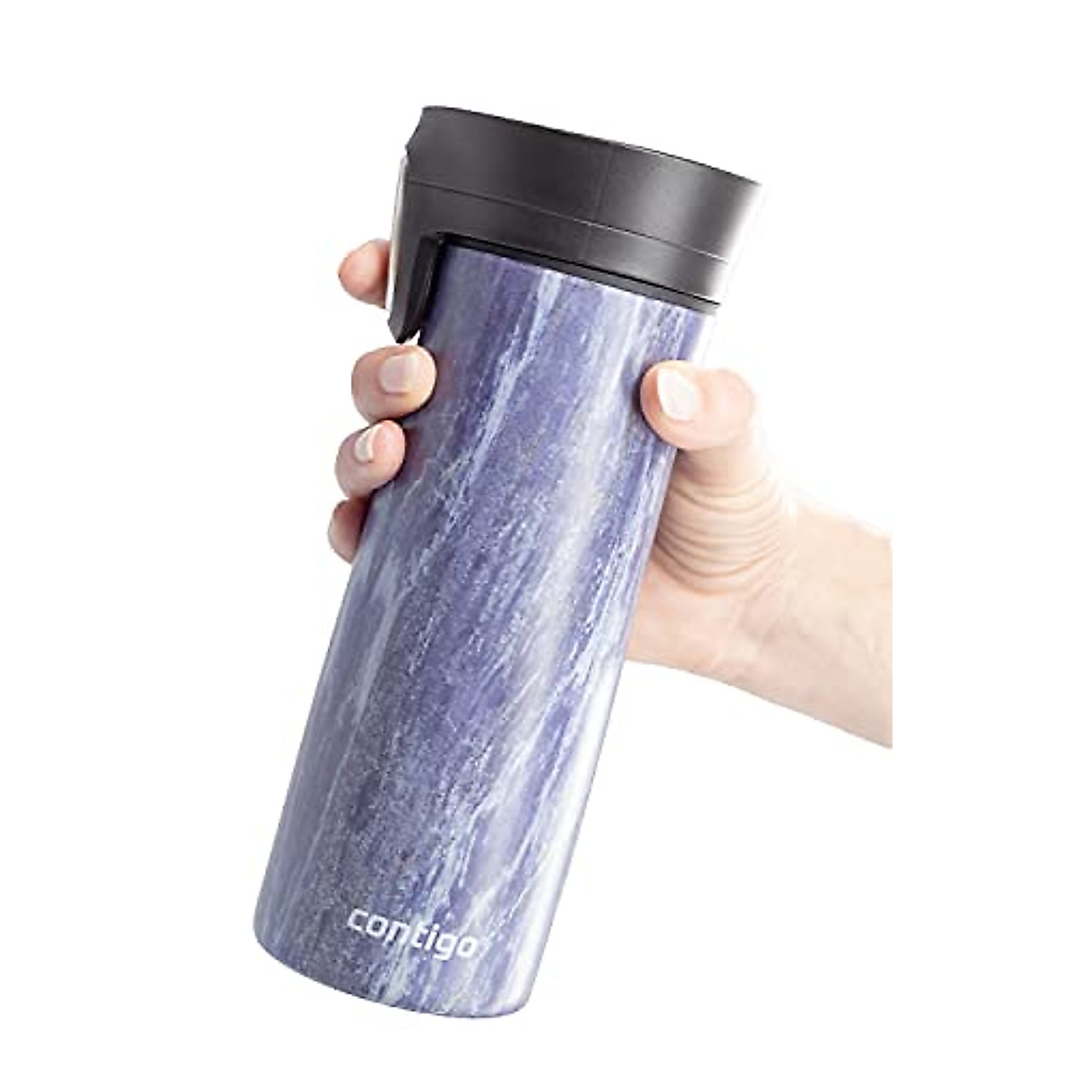 Contigo Pinnacle Autoseal Travel Mug, Stainless Steel Thermal Mug, Vacuum Flask, Leakproof Tumbler, Coffee Mug with BPA Free Easy-Clean Lid, Blueslate, 420 ml