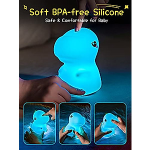 Dimanito Cute Kids Night Light Night Lamp Night Lights for Kids Bedroom Toddler Baby Portable Silicone Battery Led Nightlight Nursery (Dinosaur)