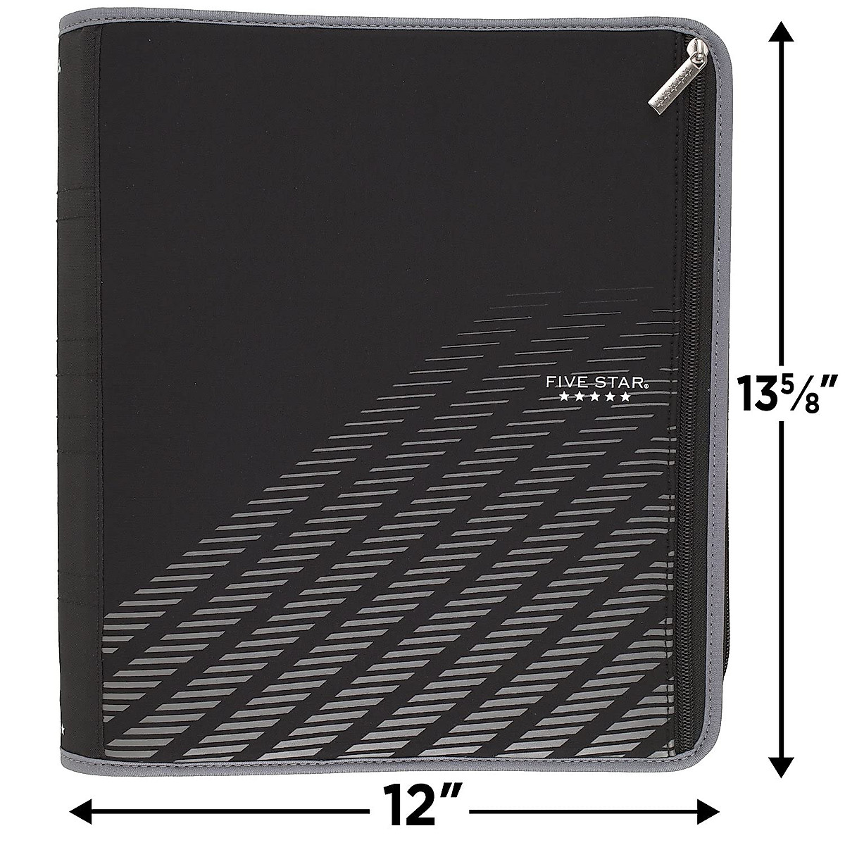 Five Star Zipper Binder, 2 Inch 3 Ring Binder, Xpanz, Gray Lines (29040Hx9)