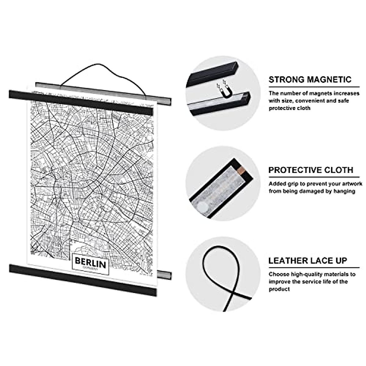 24x36 24x18 24x30 Poster Frame, Magnetic Wood Frame Frames for Photo Picture Canvas Artwork Wall Hanging (1 Pack, 24", Black)