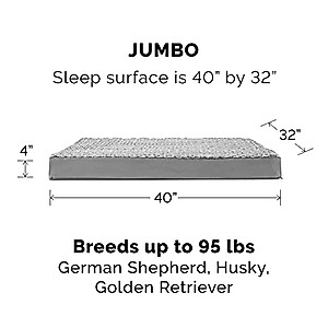 Furhaven Replacement Dog Bed Cover Ultra Plush Faux Fur & Suede Mattress, Machine Washable - Gray, Jumbo (X-Large)