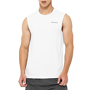 DEMOZU Men's Sleeveless Workout Swim Shirts Quick Dry Athletic Running Gym Muscle Shirts Beach Tank Top Big and Tall, White, 3XL