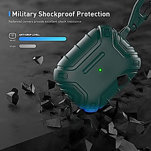 Valkit Compatible Airpods Pro Case Cover for Men, Hard Shell Rugged Shockproof Case Cool Armor Air Pod Pro Case Protective Cover Women with Keychain iPod Pro Skin for Airpod Pro 2019, Green