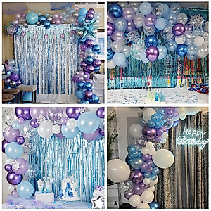 Frozen Balloons 12 Inch Purple Blue White Balloons for Girls Frozen Theme Party Supplies Ice Snow Theme Birthday Baby Shower Winter Party Decorations