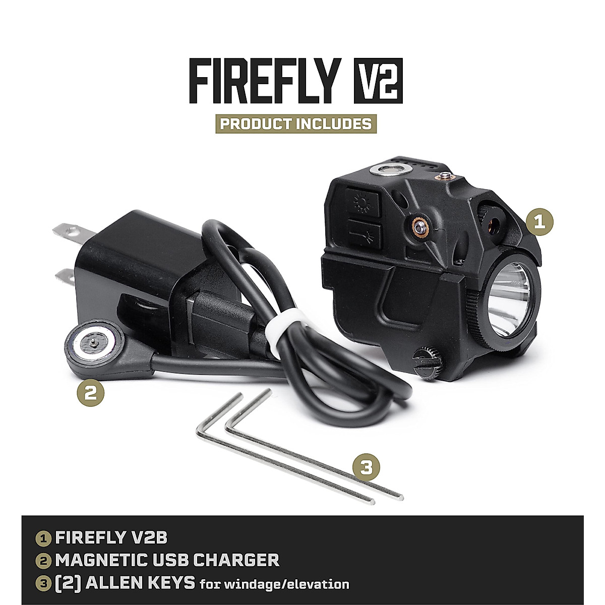 Firefly V2 Flashlight Laser Sight | Strobe Function | Combat Veteran Owned Company | Pistols | Rifles | 220 Lumens | Magnetic Charging | Laser Flashlight Combo for Handgun Pistol Hand Gun | Gun Light