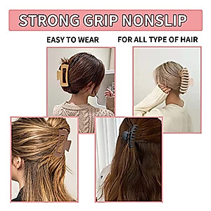 8Pack 4.3" Large Hair Claw Clips for Thin Thick Curly Hair AURKATH 2styles 4Neutral Colors Nonslip Strong Hold Big Matte Clips for Women Jaw Clips