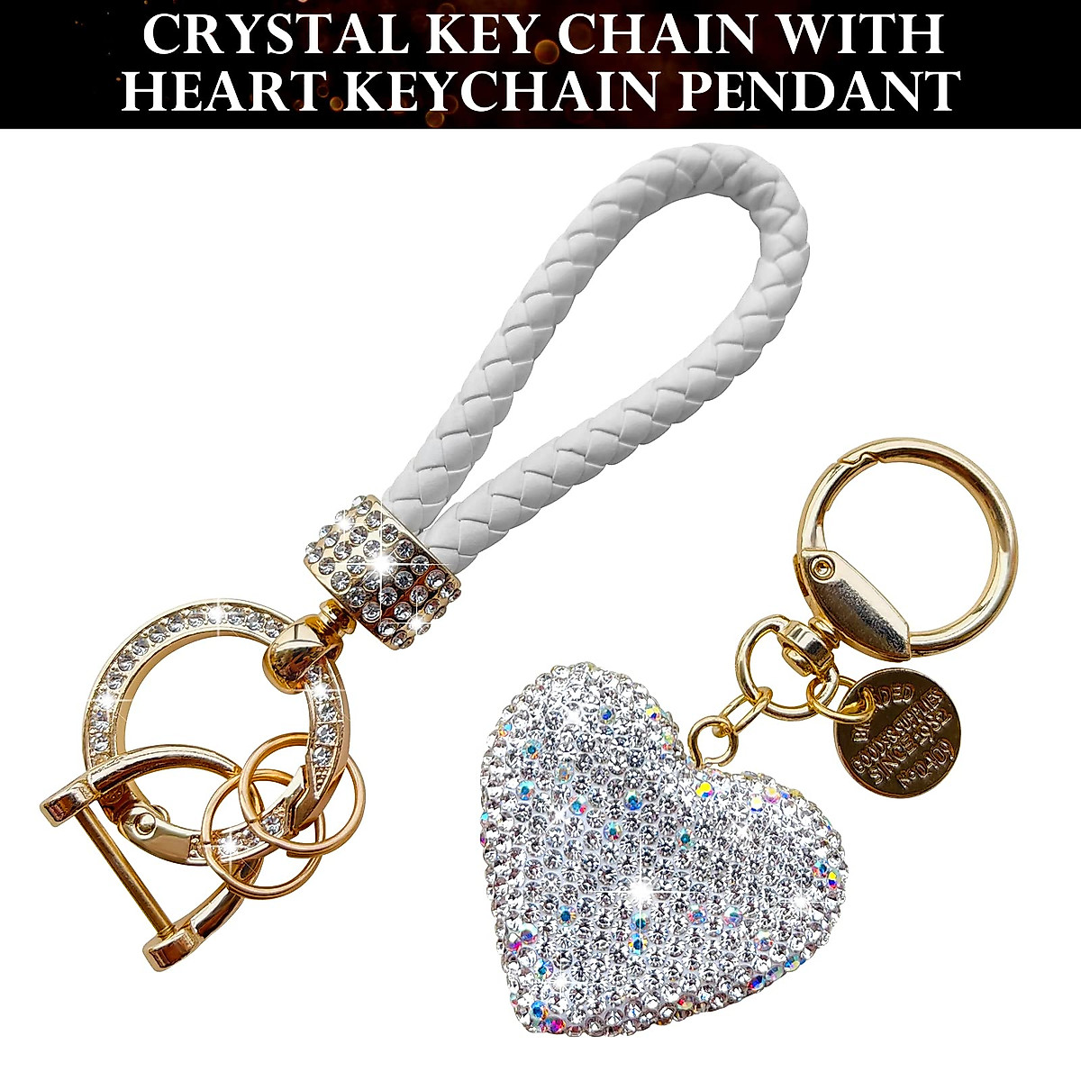 TX-INNO AUTO Crystal Car Keychain for Women with Sparkly Rhinestone Heart Shape Keychains Accessories, Cute keychain for Girls, Birthday Christmas Easter Valentines Day Mothers Day Gifts