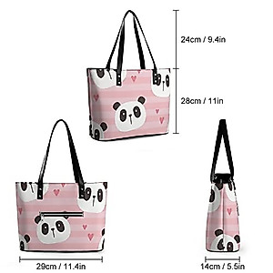 Womens Handbag Panda Patterns Leather Tote Bag Top Handle Satchel Bags For Lady