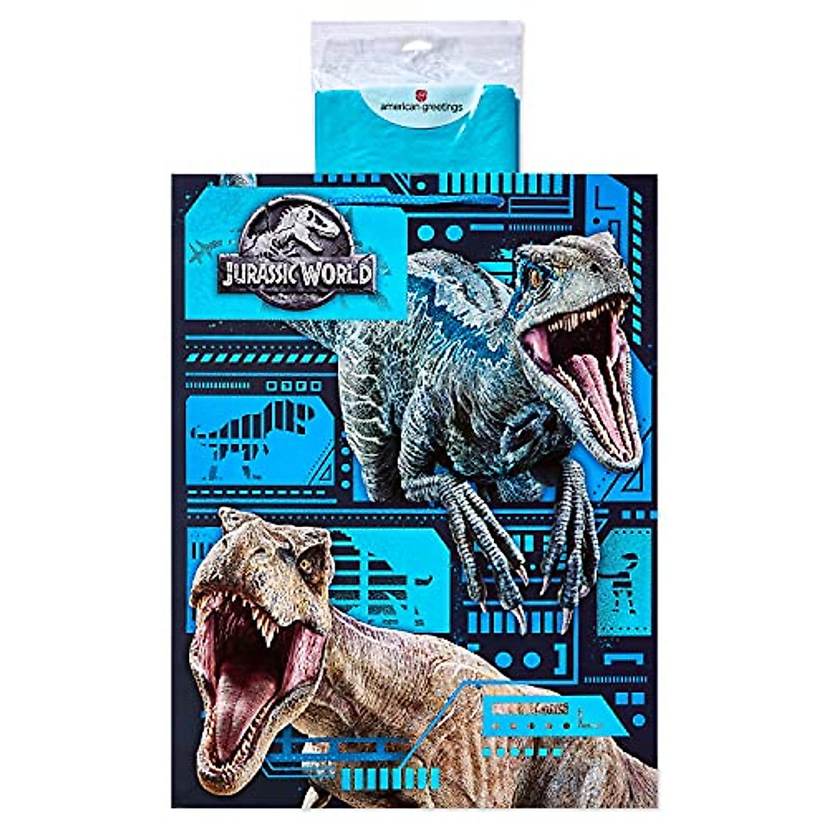 American Greetings 13" Large Birthday Gift Bag with Tissue Paper, Jurassic World (1 Bag, 6-Sheets)