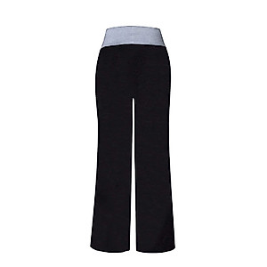 NEWCOSPLAY Women's Comfy Pajama Pants Casual Drawstring Palazzo Lounge Wide Leg Pants (Pure-Black, Large)