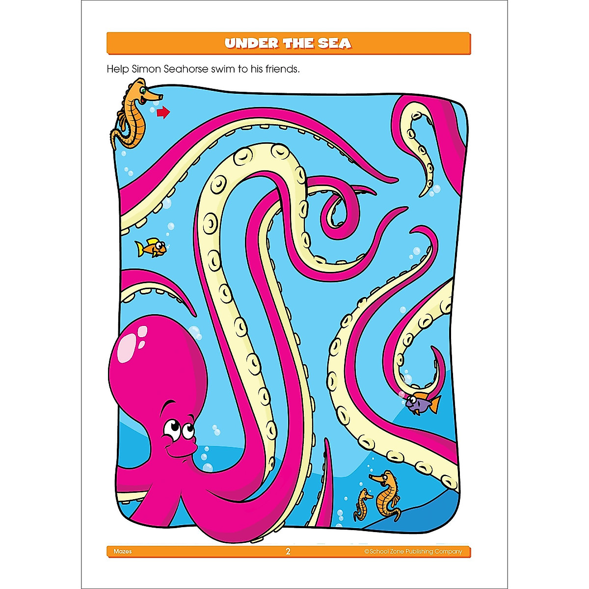 School Zone - Mazes Workbook - 64 Pages, Ages 4 to 6, Preschool, Kindergarten, Maze Puzzles, Wide Paths, Colorful Pictures, Problem-Solving, and More (School Zone Activity Zone® Workbook Series)