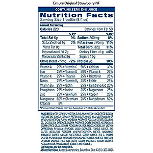 Ensure Original Nutrition Shake, Strawberry, 8 Ounces, 6 Count