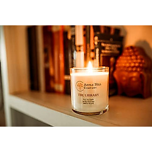 Apple Hill Company Natural Soy Candle - The Library (Teak-Wood, Cedar, and Sandalwood) 9 oz. | ~45 Hour Burn Time