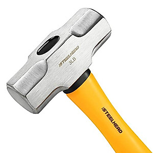 STEELHEAD 5-Piece Fiberglass Handle Hammer & Mallet Set, 16oz Ball-Peen Hammer, 32oz Ball-Pein Hammer, 32oz Rubber Mallet, 3lb Sledge Hammer, 3lb Cross-Pain Hammer, Metal Working, USA-Based Support