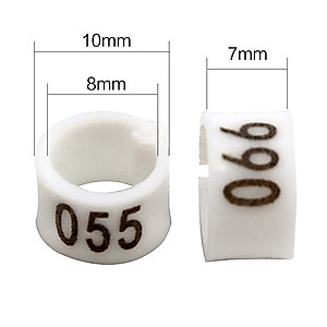 iherdsman 001-100 Multi-color Bird Leg Bands Numbered 8 mm Pigeon Parrot Chicks Leg Band Duck Clip Rings Bands (White)